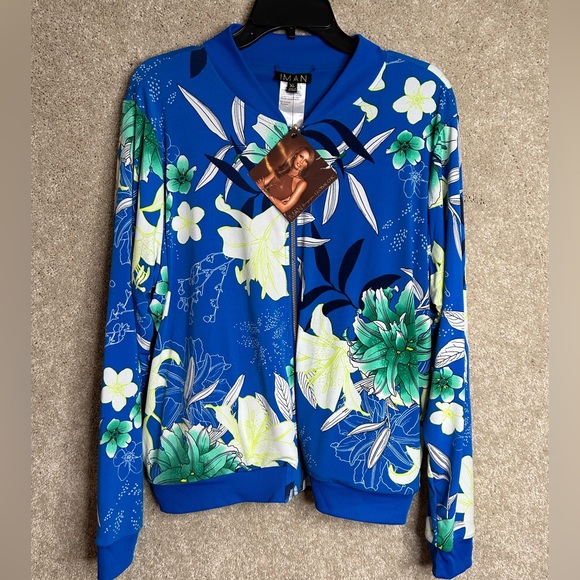 IMAN | Jackets & Coats | Iman Reversible Stretch Knit Bomber Jacket ...